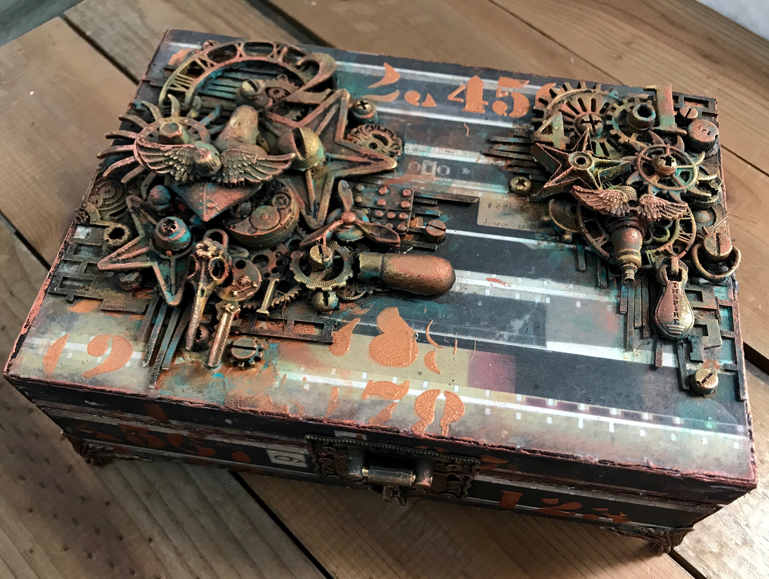 Steampunk box wooden vintage Style Industrial style Jewelry | Etsy