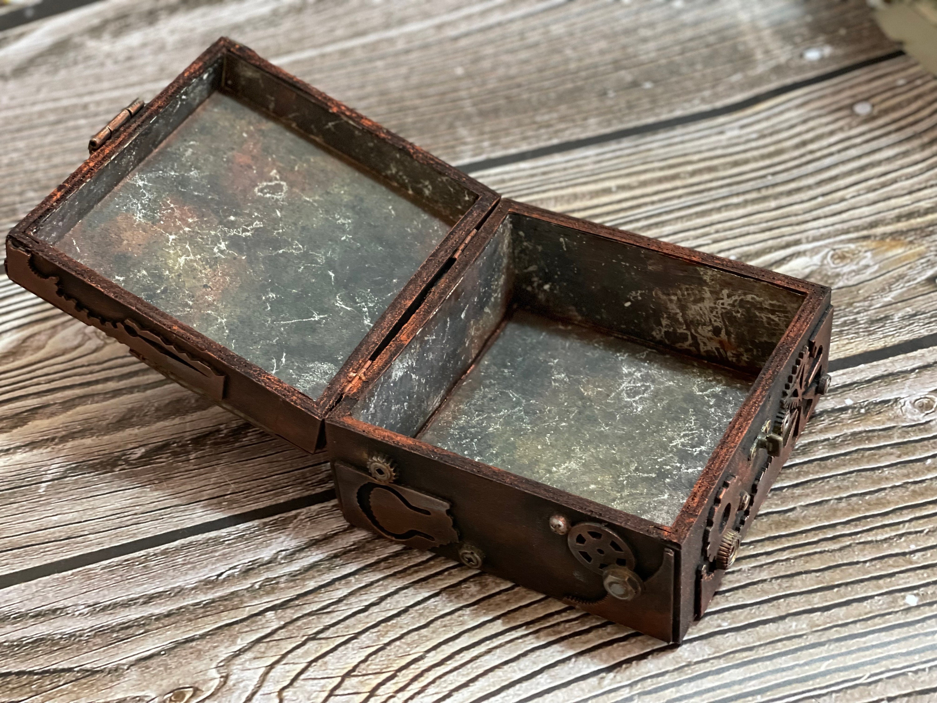 Personalised Steampunk Box, Mixed Media Gift, Customizable Wooden Box ...