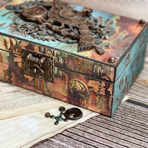 Personalised Steampunk Box, Mixed Media Customizable Wooden Box ...