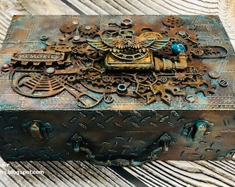 Steampunk Box Wooden Vintage Style Industrial Style Jewelry Storage ...