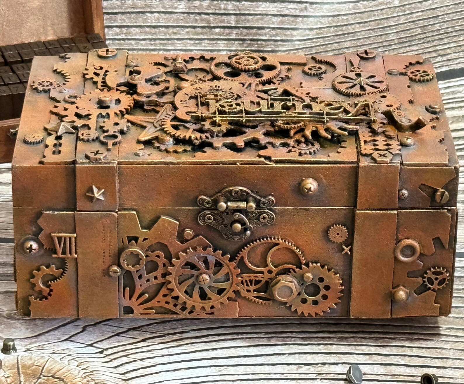 Personalized Steampunk Box, Mixed Media Rusty Box, Customized Hand ...