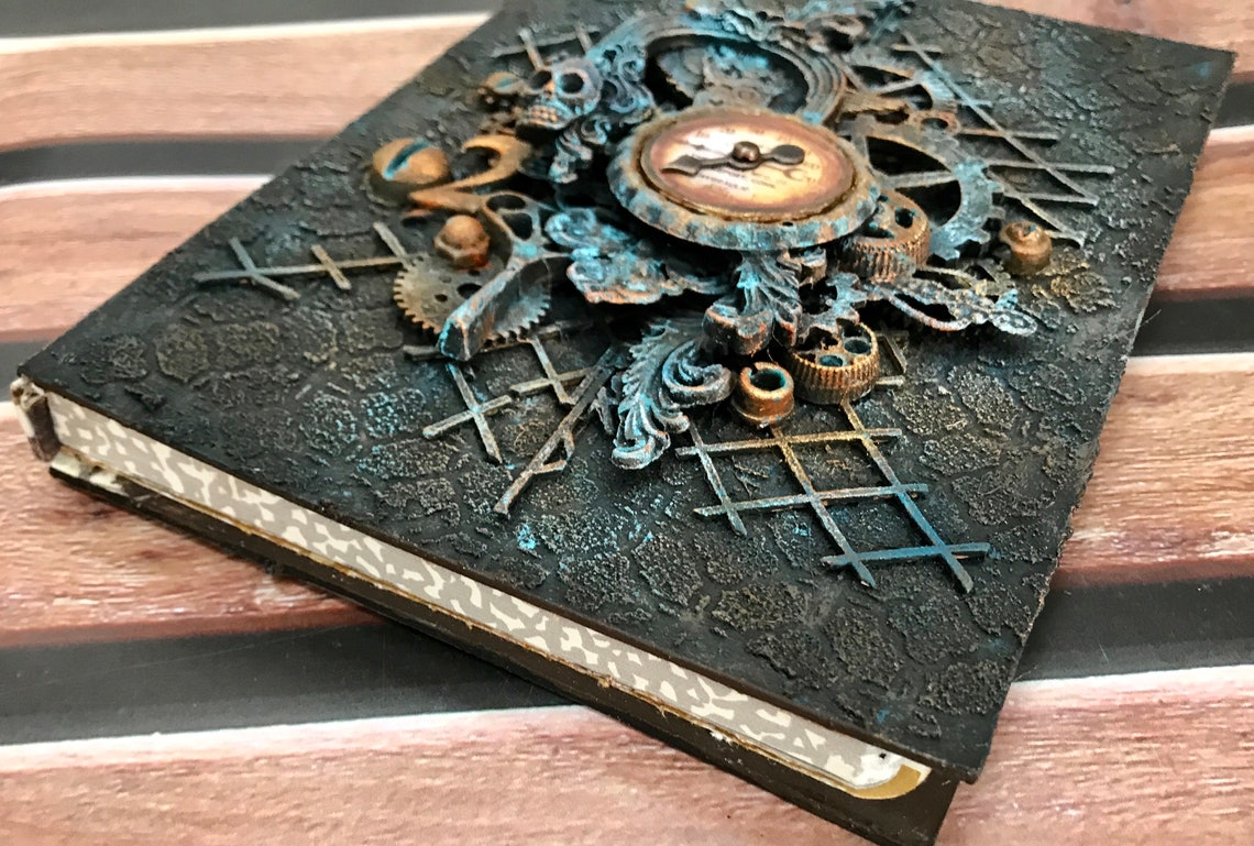 Steampunk Notebook, Mixed Media Hand Made, Personalized Steampunk ...