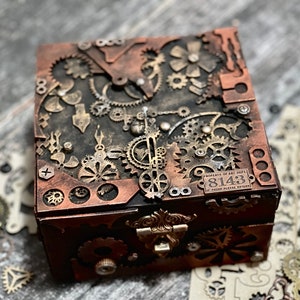 Personalised Steampunk Box, Mixed Media Gift, Customizable Wooden Box ...