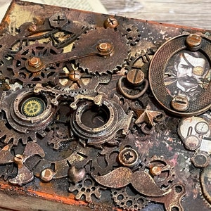 Personalised Steampunk Box, Mixed Media Gift, Customizable Wooden Box ...