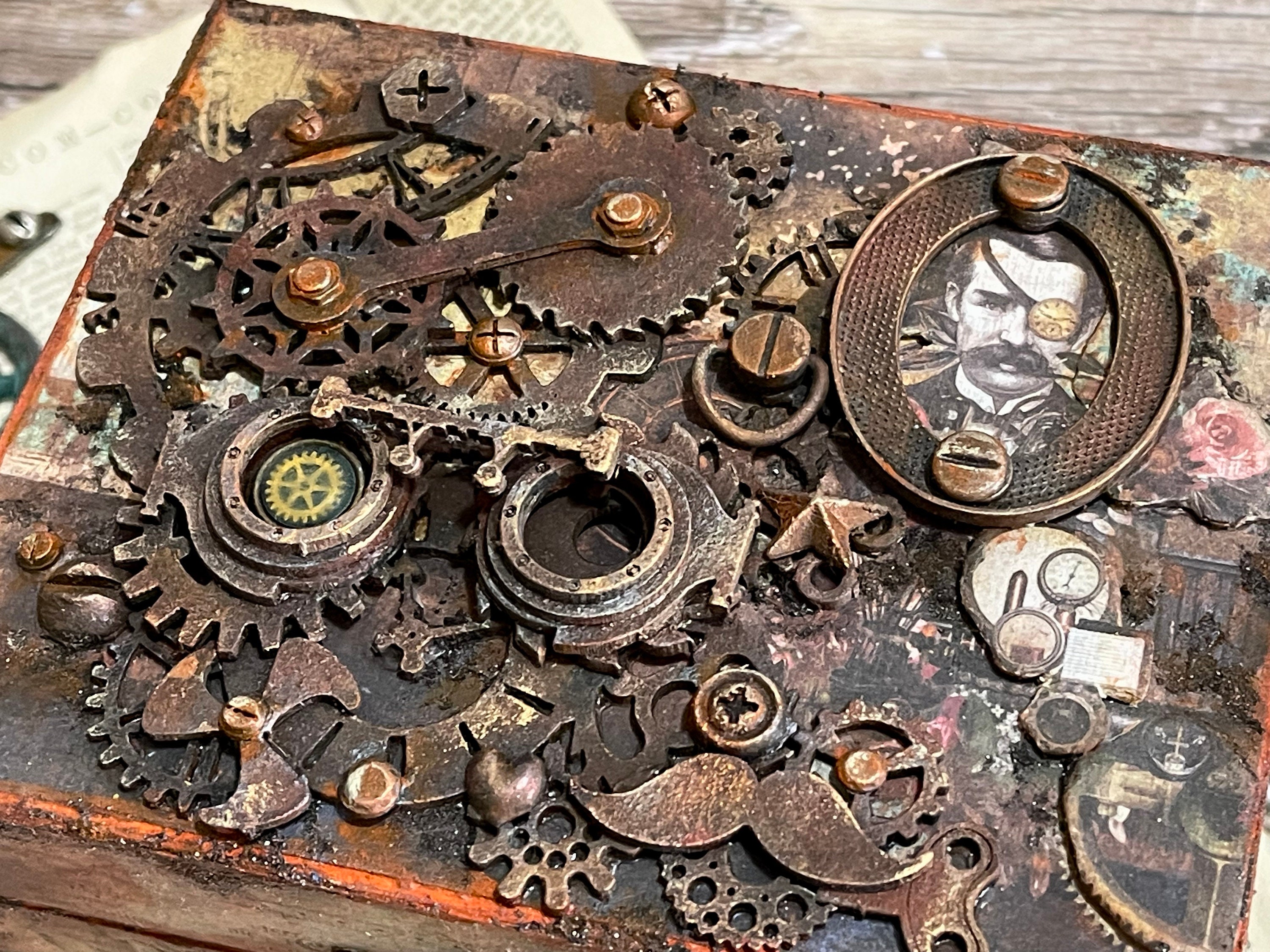 Personalised Steampunk Box, Mixed Media Gift, Customizable Wooden Box ...