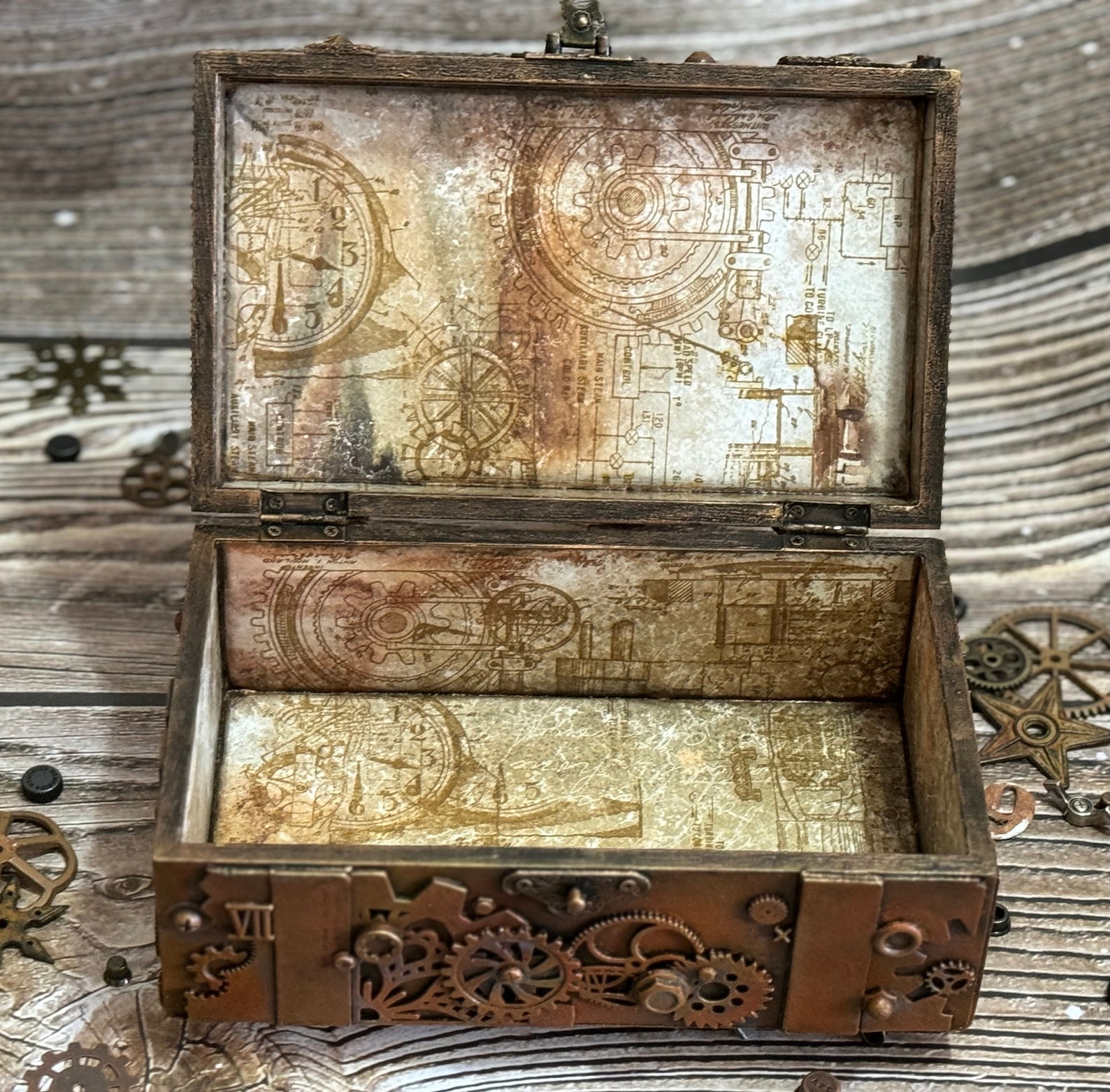 Personalized Steampunk Box, Mixed Media Rusty Box, Customized Hand ...