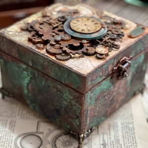 Personalised Steampunk Box, Mixed Media Customizable Wooden Box ...