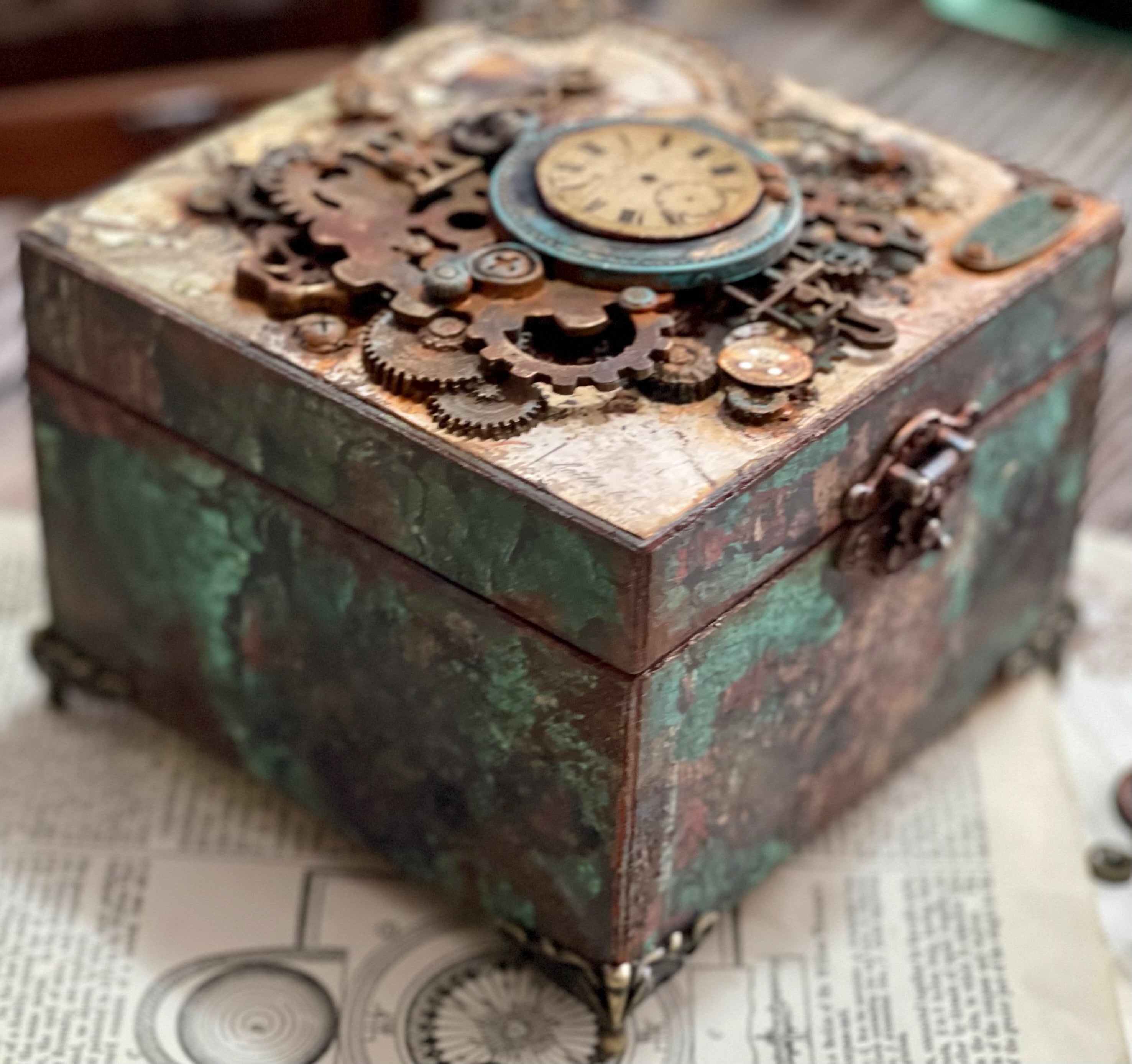 Personalised Steampunk Box, Mixed Media Customizable Wooden Box ...