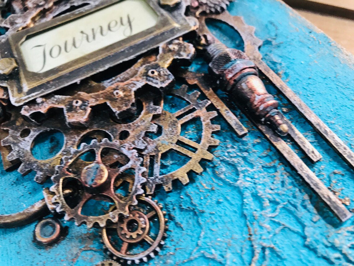Steampunk Notebook: Industrial Mixed Media Journal, Personalized Diary ...