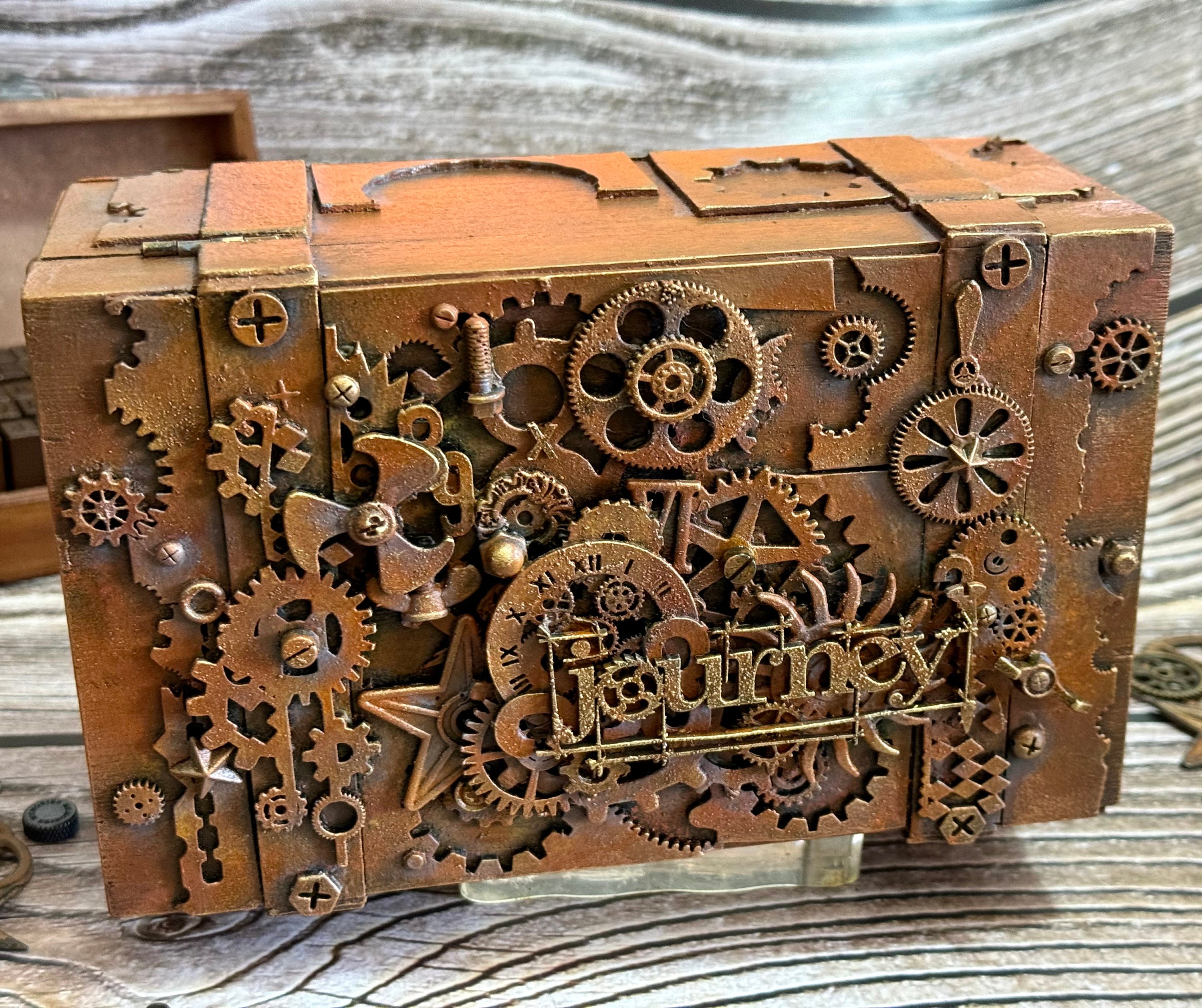Personalized Steampunk Box, Mixed Media Rusty Box, Customized Hand ...