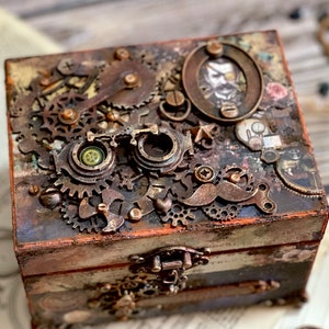 Personalised Steampunk Box, Mixed Media Gift, Customizable Wooden Box ...