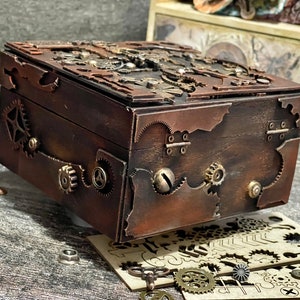 Personalised Steampunk Box, Mixed Media Gift, Customizable Wooden Box ...