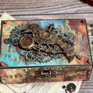 Personalised Steampunk Box, Mixed Media Customizable Wooden Box ...