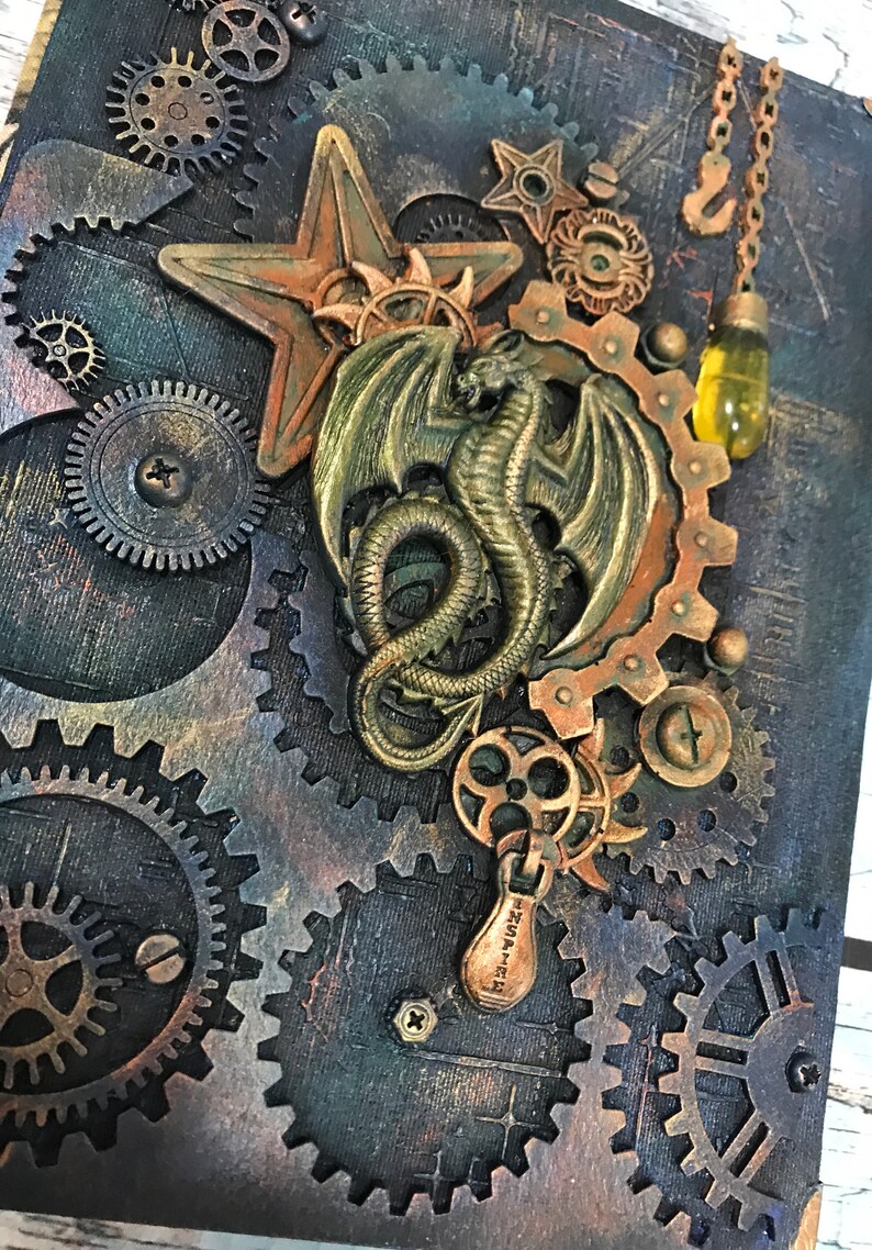 Steampunk Notebook, Mixed Media Hand Made, Personalized Steampunk ...