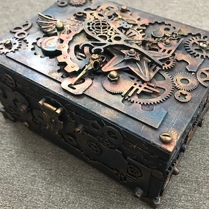 Steampunk Box Wooden Vintage Style Steampunk Bird Jewelry Storage ...