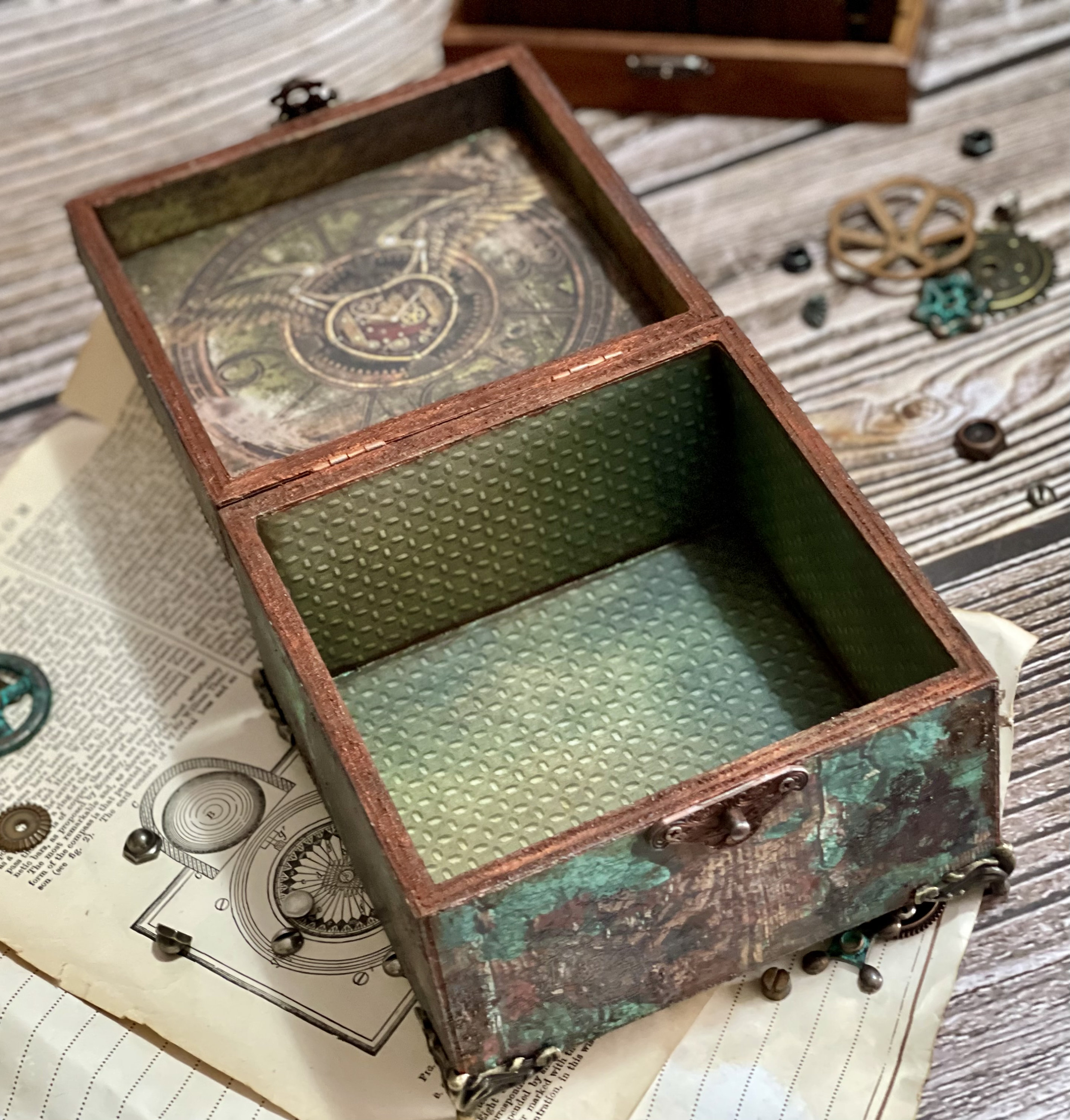 Personalised Steampunk Box, Mixed Media Customizable Wooden Box ...