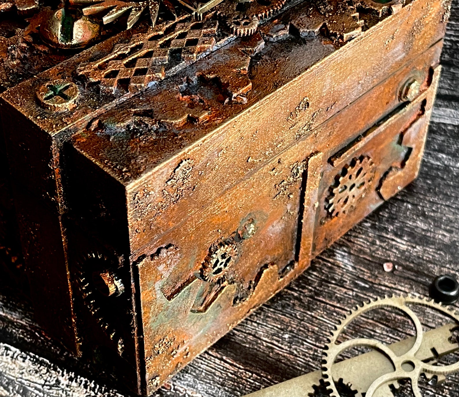 Personalized Steampunk Box, Mixed Media Rusty Box, Customized Hand ...