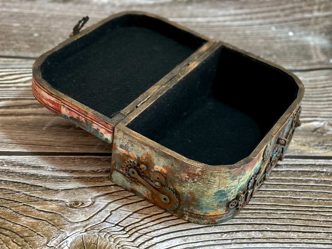 Personalized Industrial Box, Mixed Media Rusty Box, Customized Hand ...