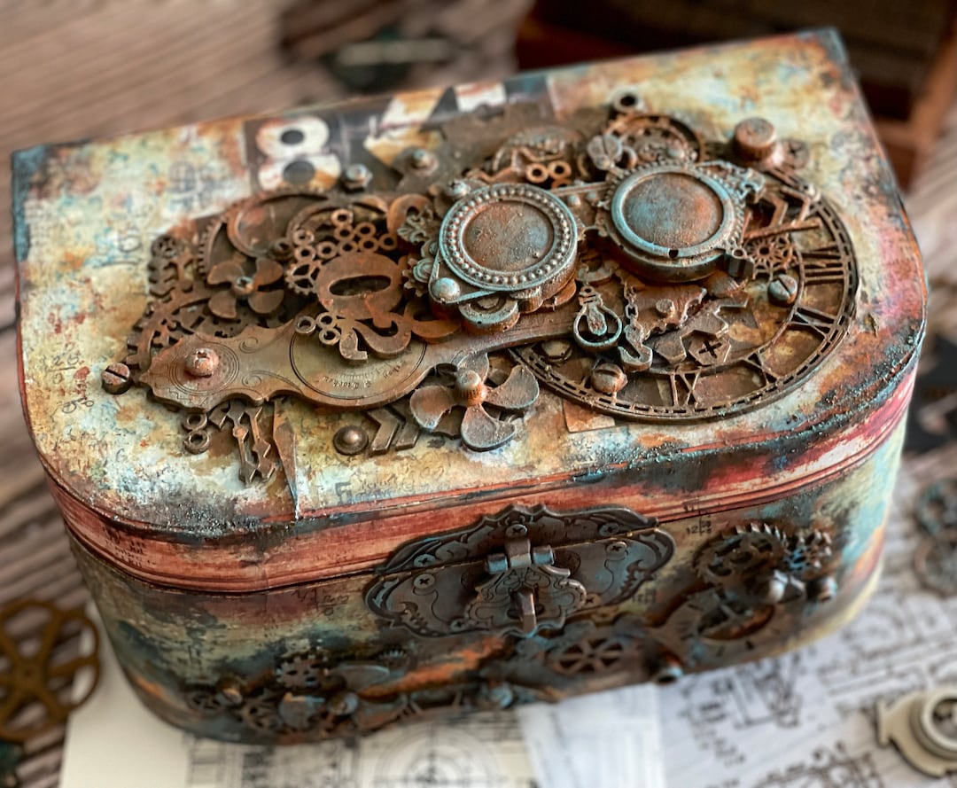 Personalized Industrial Box, Mixed Media Rusty Box, Customized Hand ...