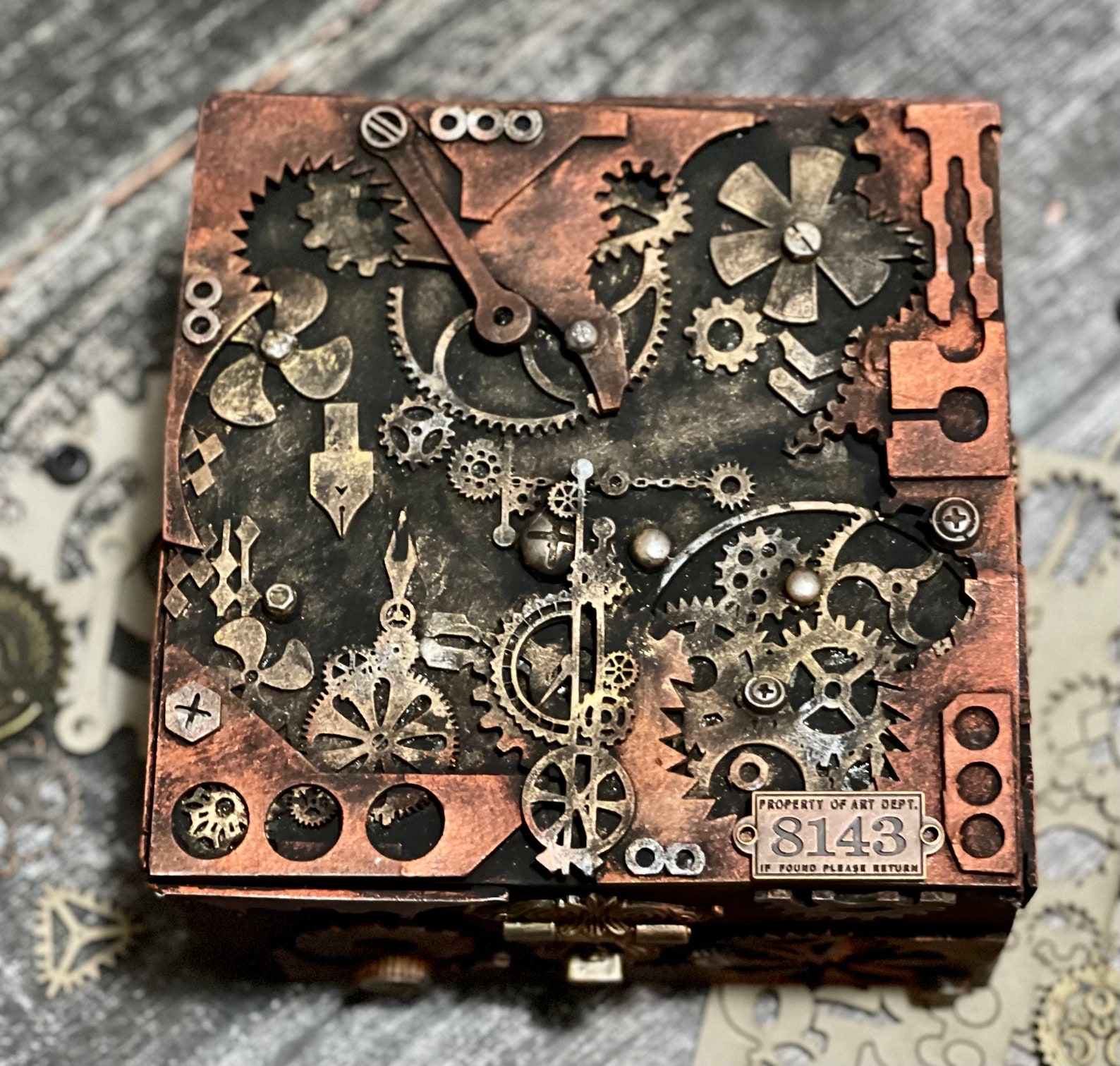 Personalised Steampunk Box, Mixed Media Gift, Customizable Wooden Box ...