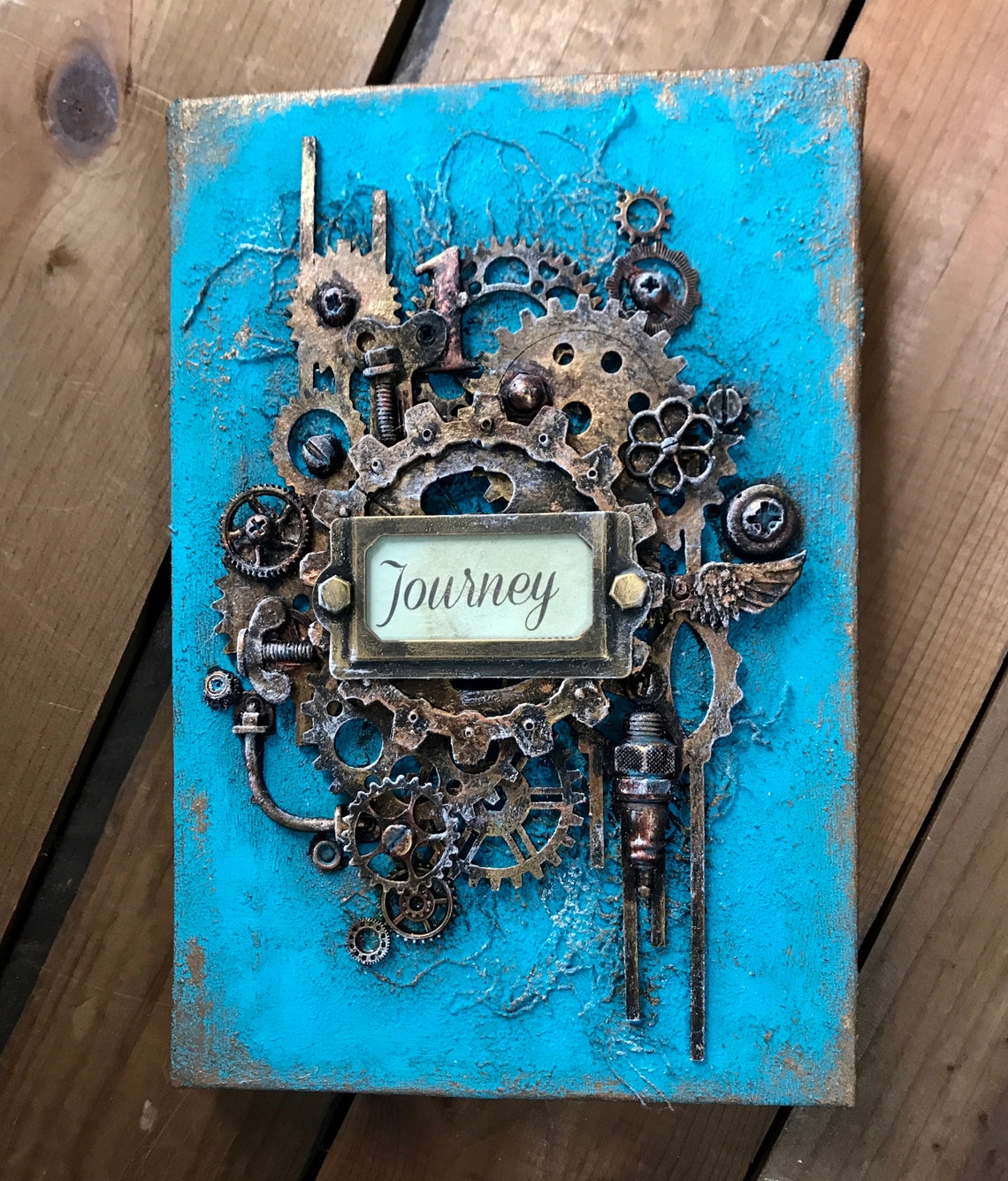 Steampunk Notebook: Industrial Mixed Media Journal, Personalized Diary ...