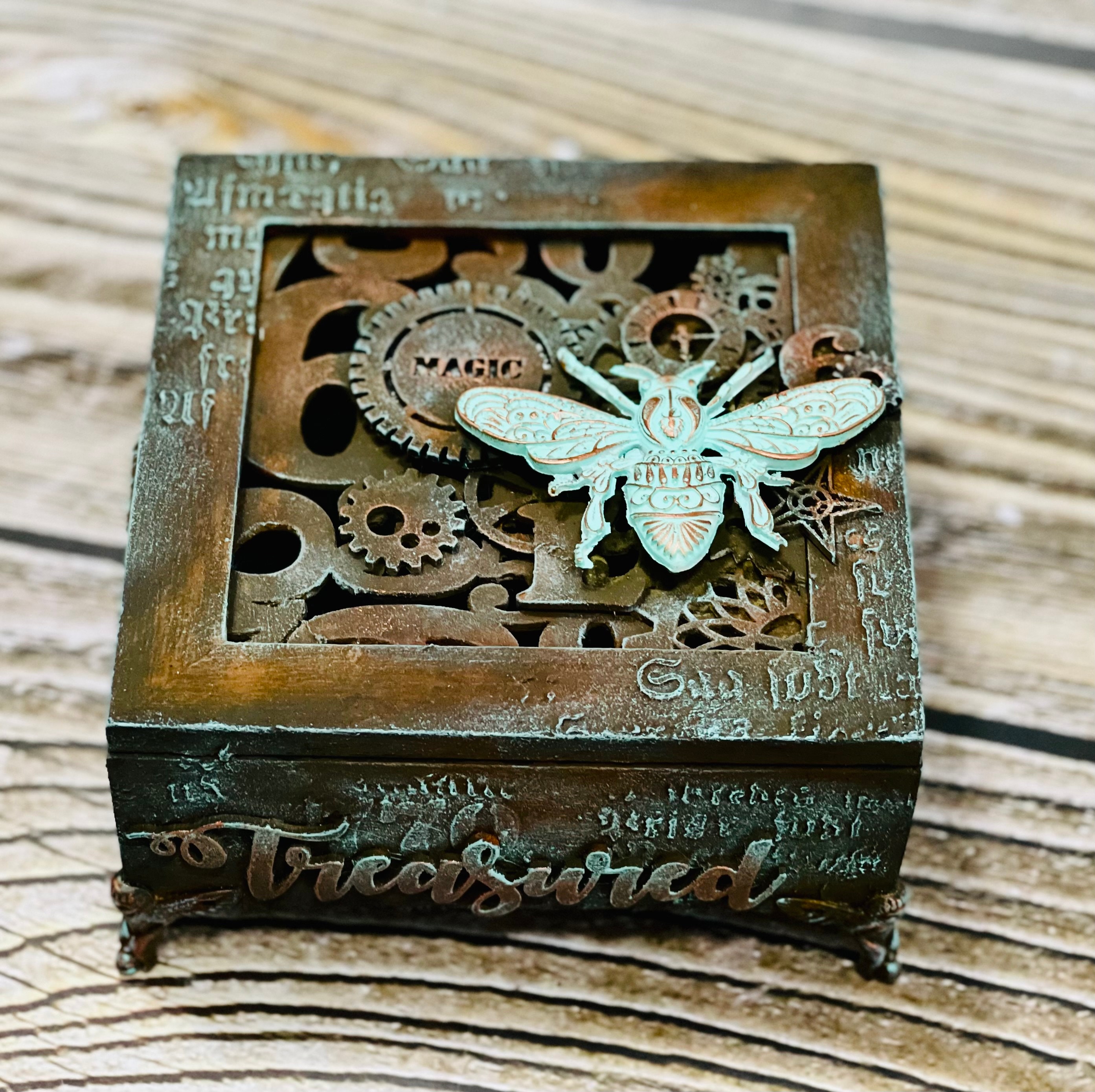Industrial Rusty Wooden Square Box, Industrial Style Jewelry Storage ...
