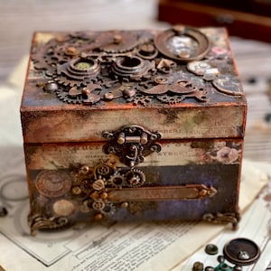 Personalised Steampunk Box, Mixed Media Gift, Customizable Wooden Box ...