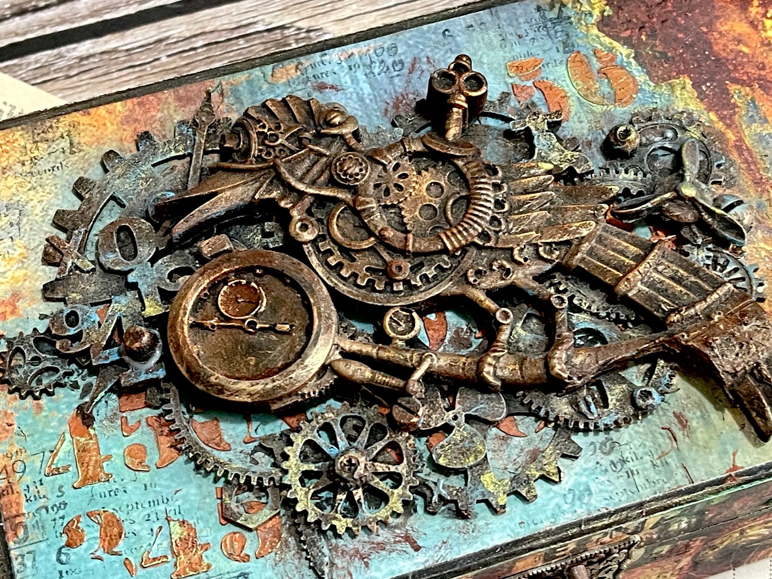 Personalised Steampunk Box, Mixed Media Customizable Wooden Box ...
