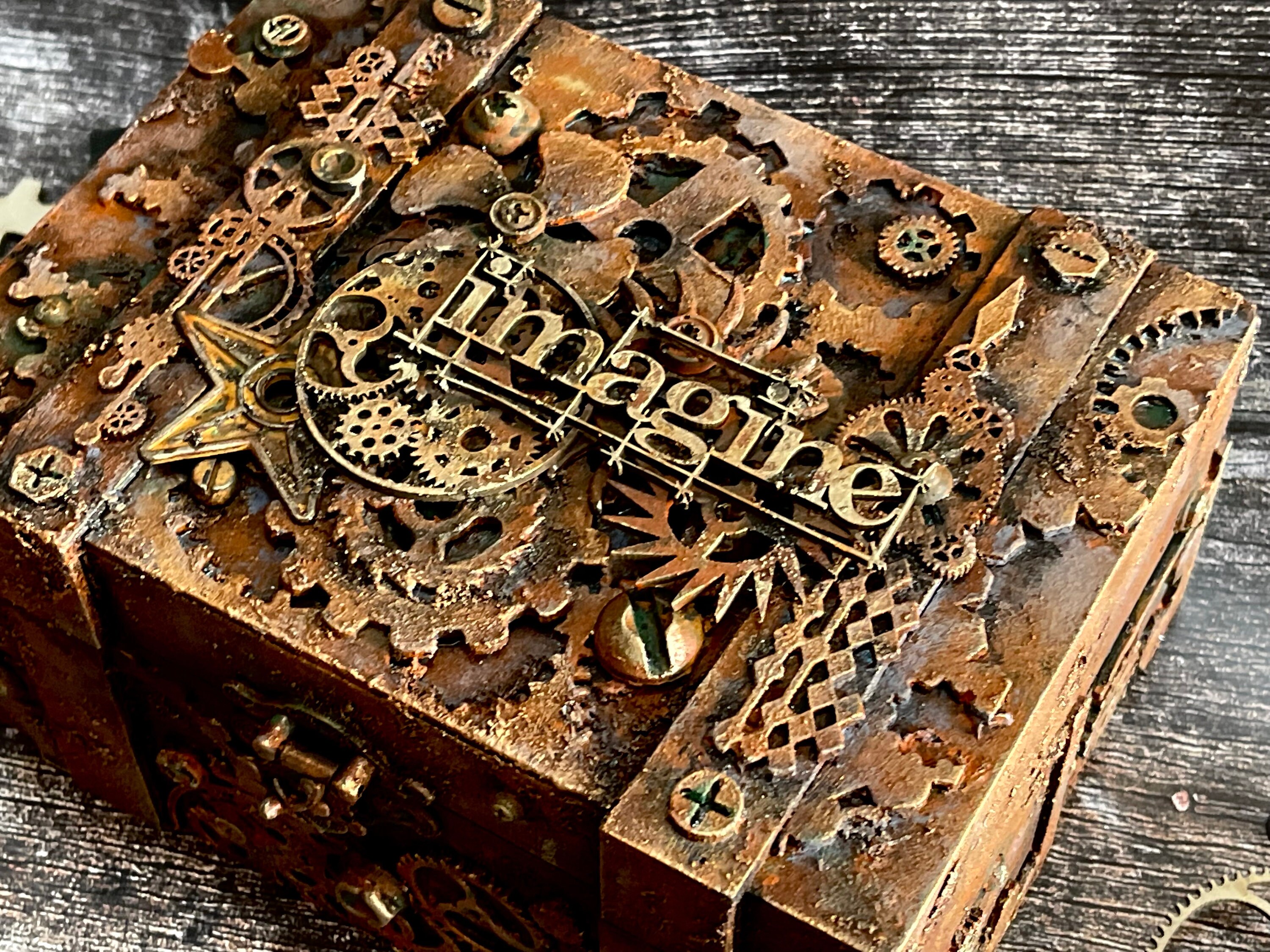 Personalized Steampunk Box, Mixed Media Rusty Box, Customized Hand ...