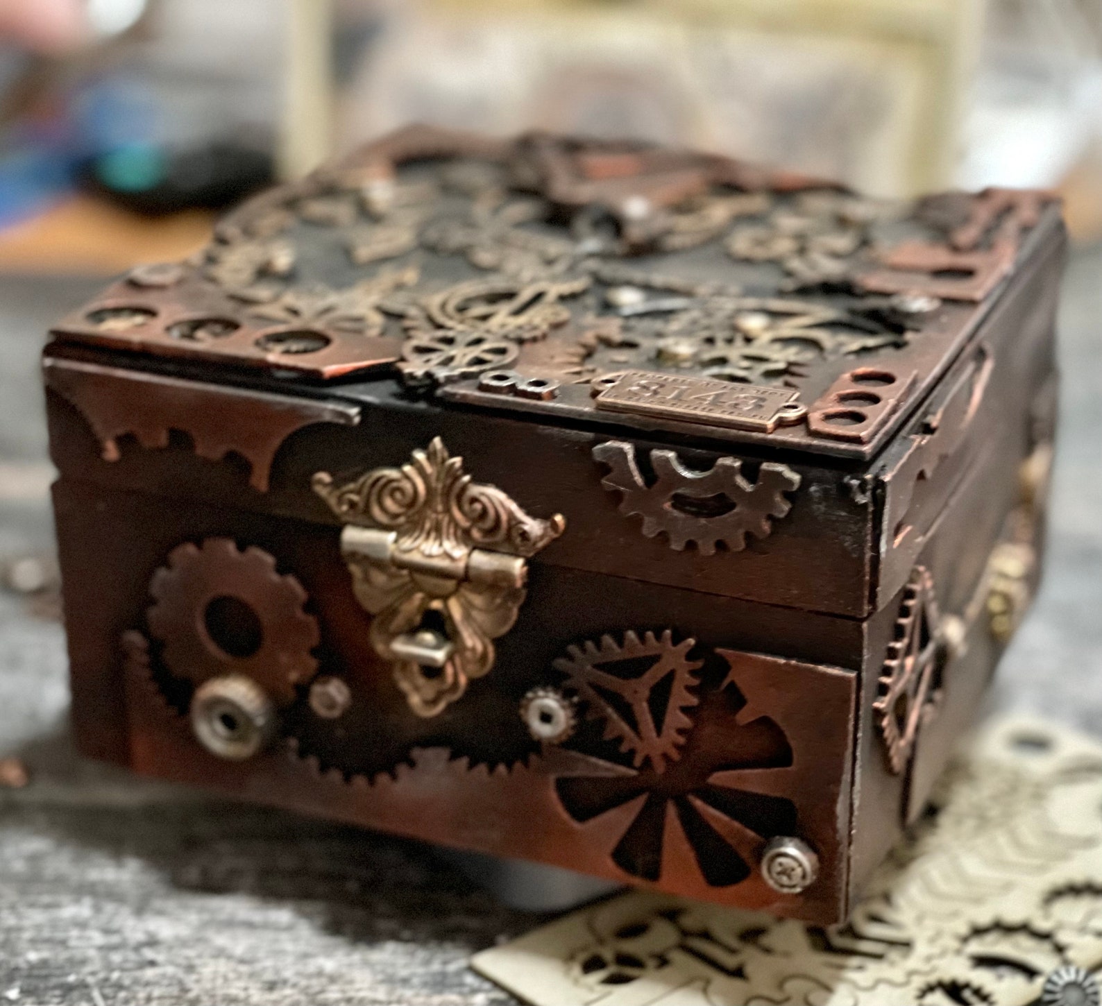 Personalised Steampunk Box, Mixed Media Gift, Customizable Wooden Box ...