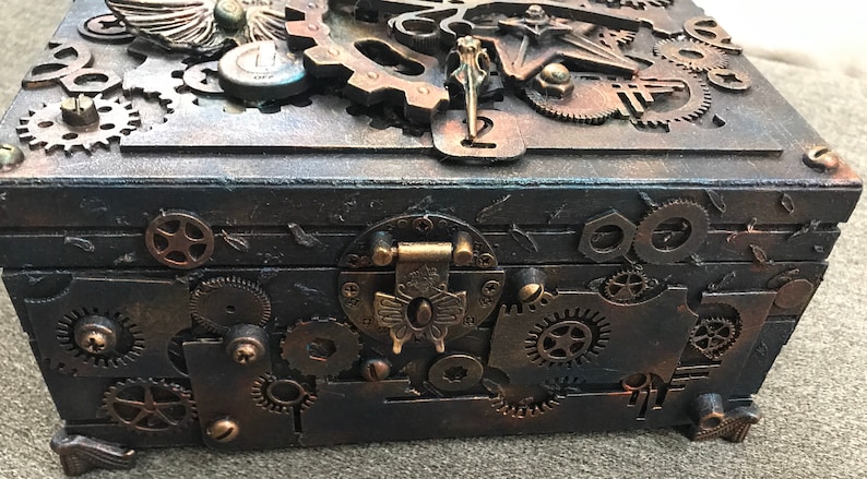 Steampunk Box Wooden Vintage Style Steampunk Bird Jewelry Storage ...