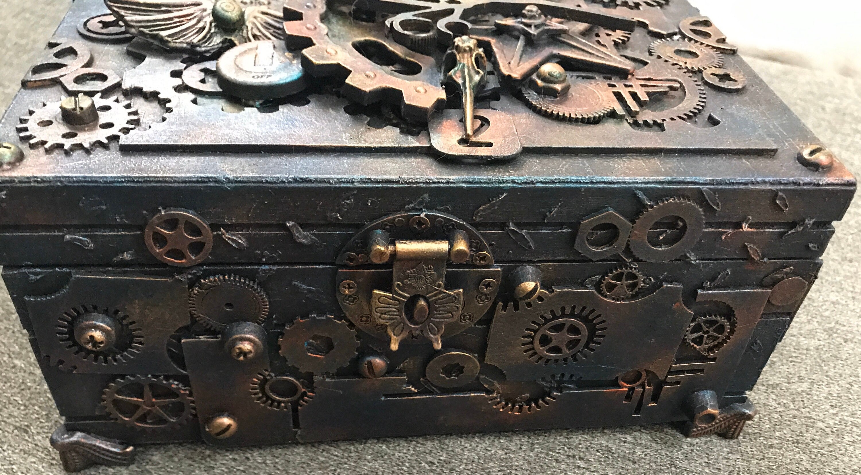 Steampunk Box Wooden Vintage Style Steampunk Bird Jewelry Storage ...