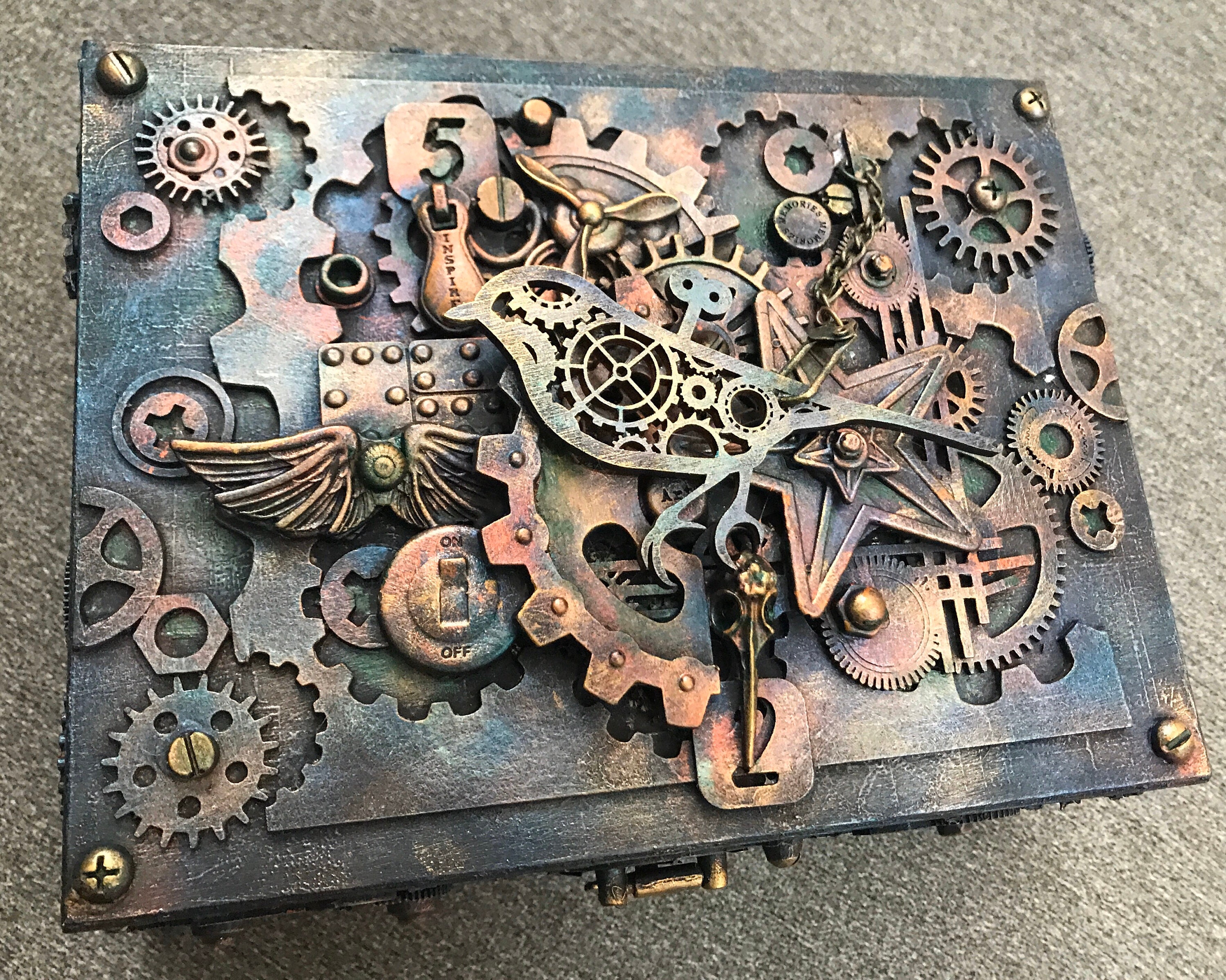 Steampunk Box Wooden Vintage Style Steampunk Bird Jewelry Storage ...