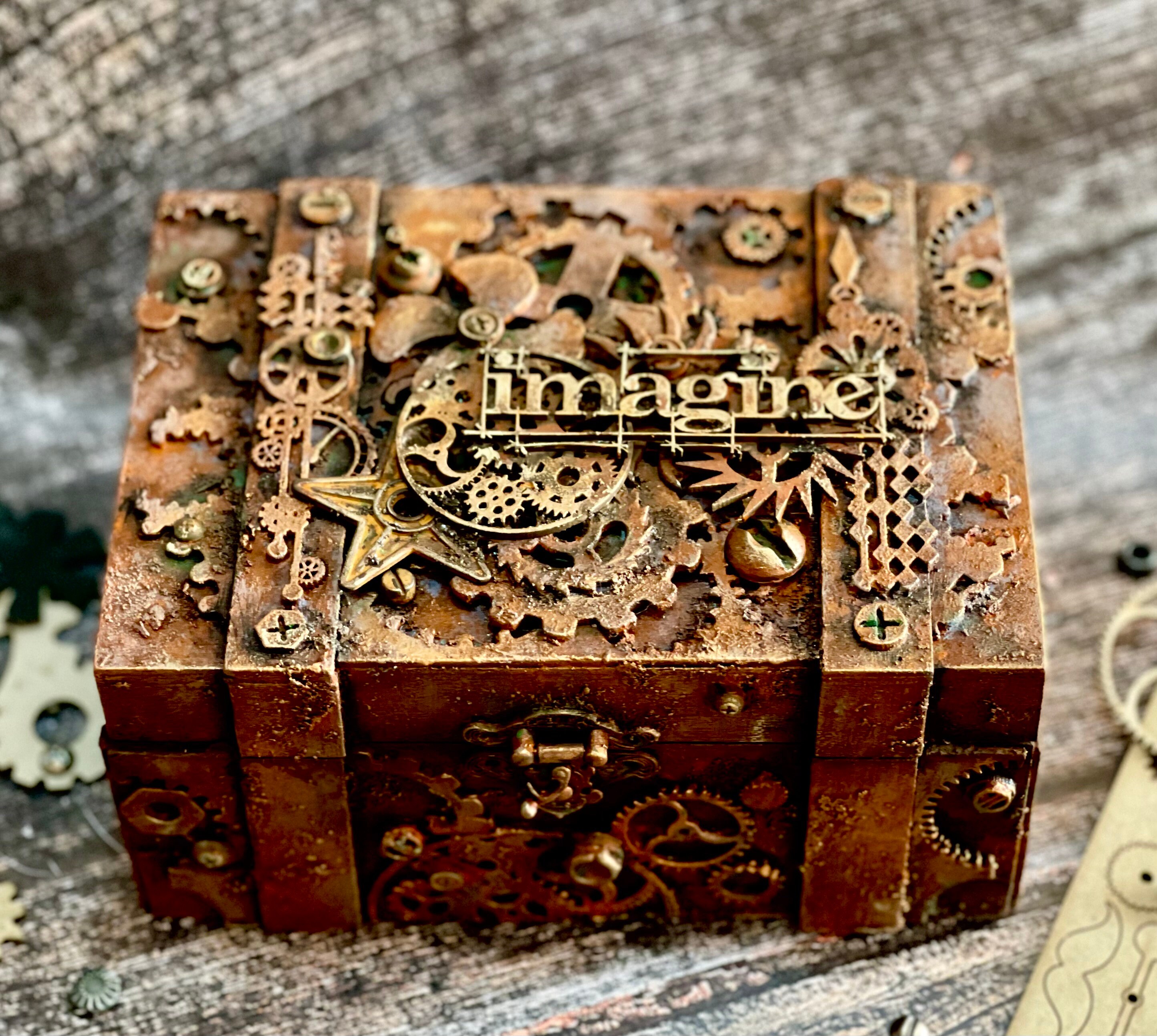 Personalized Steampunk Box, Mixed Media Rusty Box, Customized Hand ...