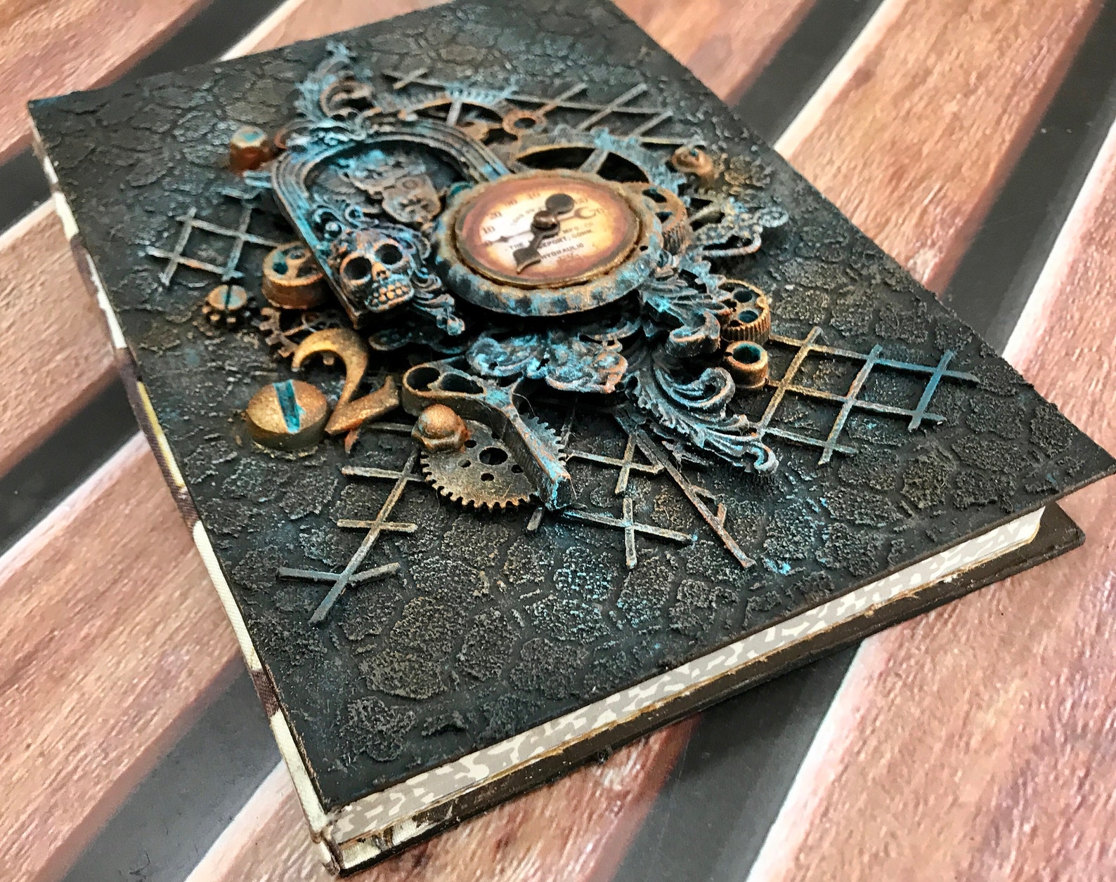 Steampunk Notebook, Mixed Media Hand Made, Personalized Steampunk ...