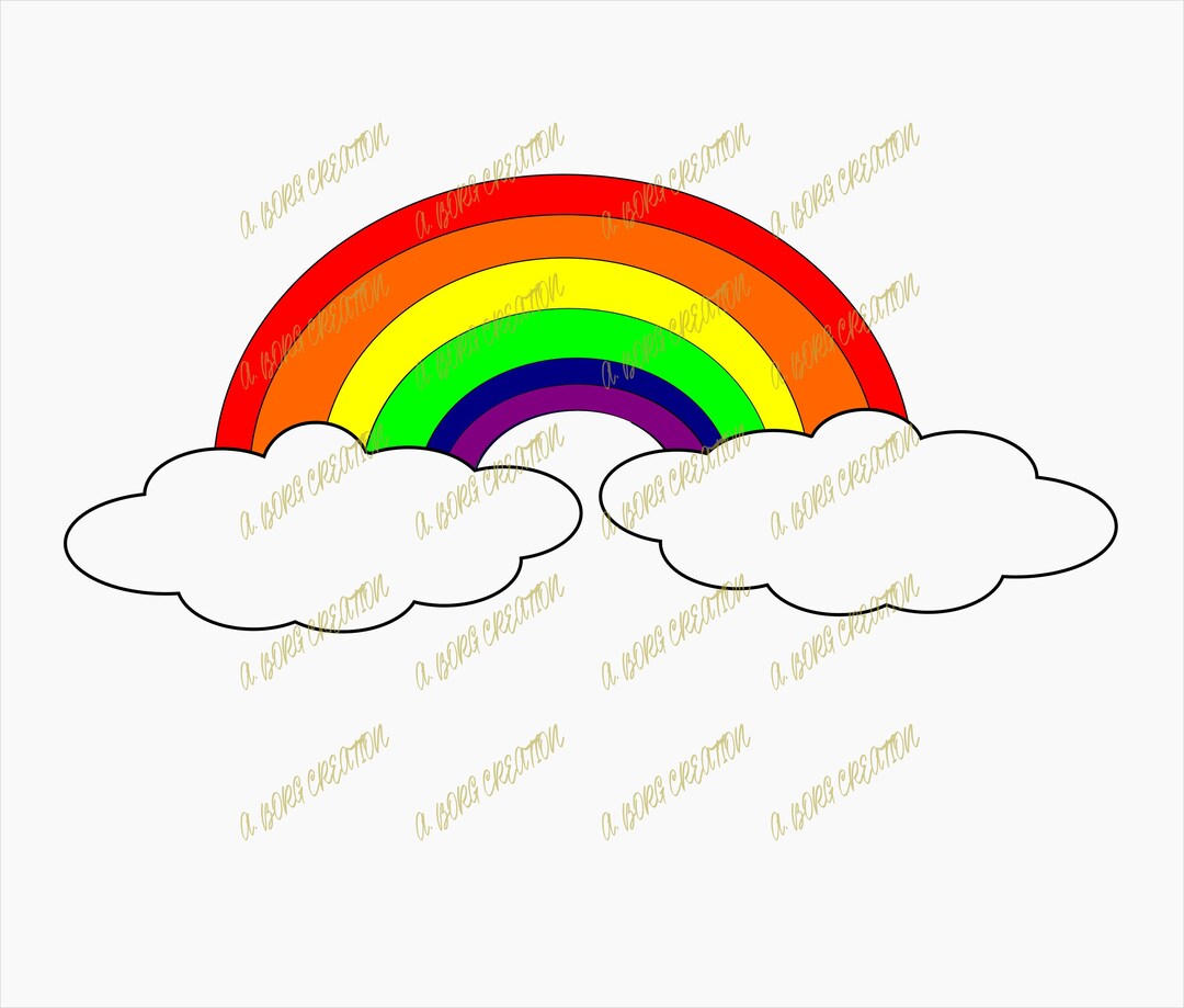 Rainbow With Clouds Digital File SVG Eps Dxf Png - Etsy