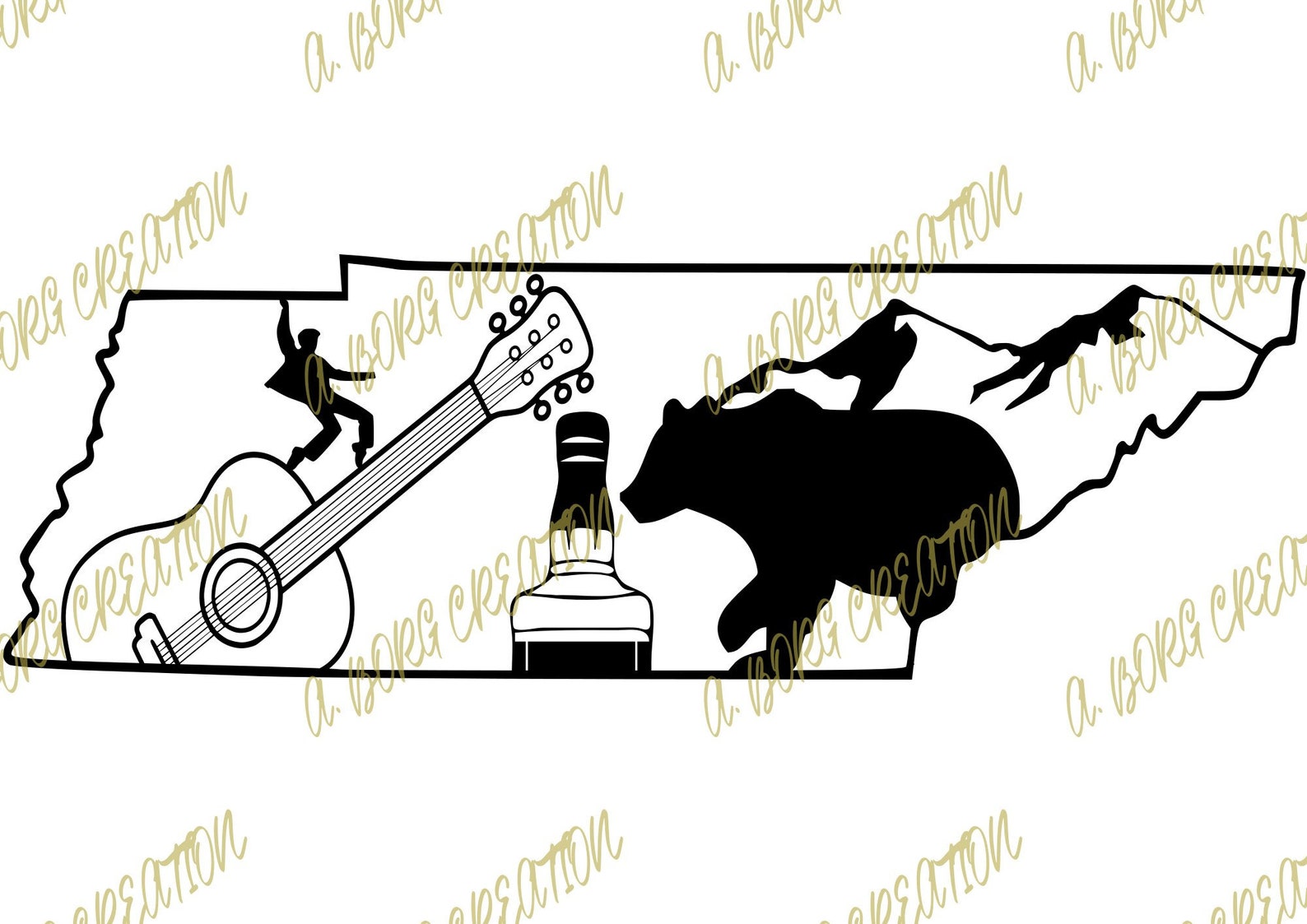 TN State Highlights Svg, Eps, Png, Dxf Digital File Download Tennessee ...