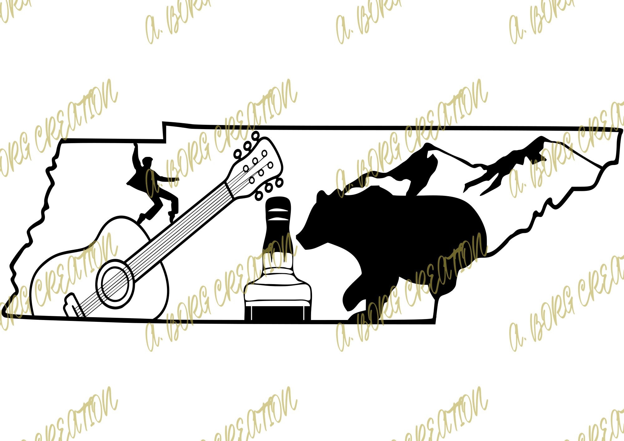 TN State Highlights Svg, Eps, Png, Dxf Digital File Download Tennessee ...