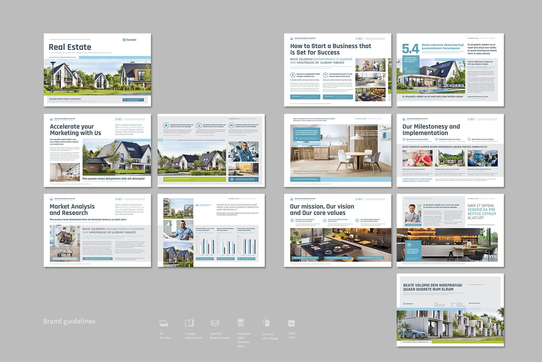 Corporate Brochure Landscape Print Template | Indesign Template - Etsy UK