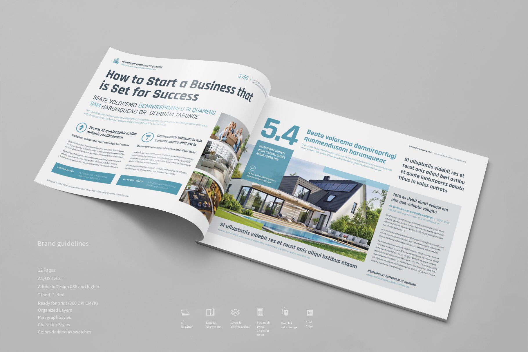 Corporate Brochure Landscape Print Template | Indesign Template - Etsy UK