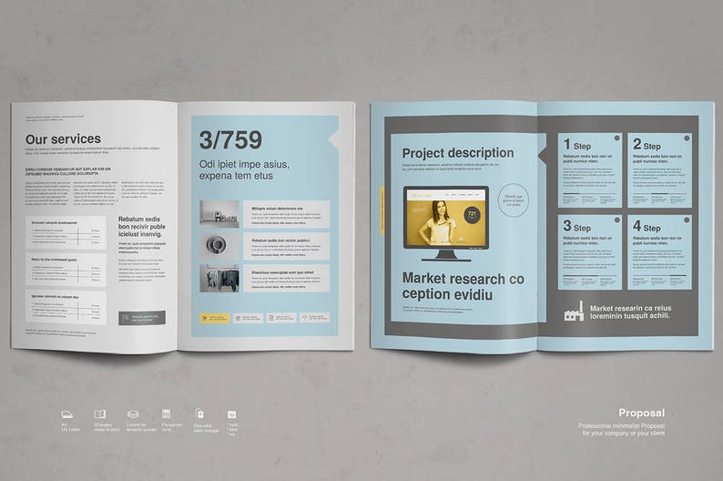 Proposal Print Template | Light Colors Proposal | Brochure Template ...