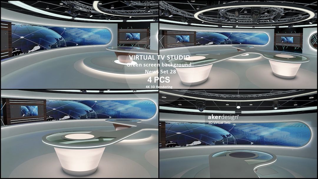 4K Virtual TV Studio Background – News Set 28 (4 PCS Digital Download ...