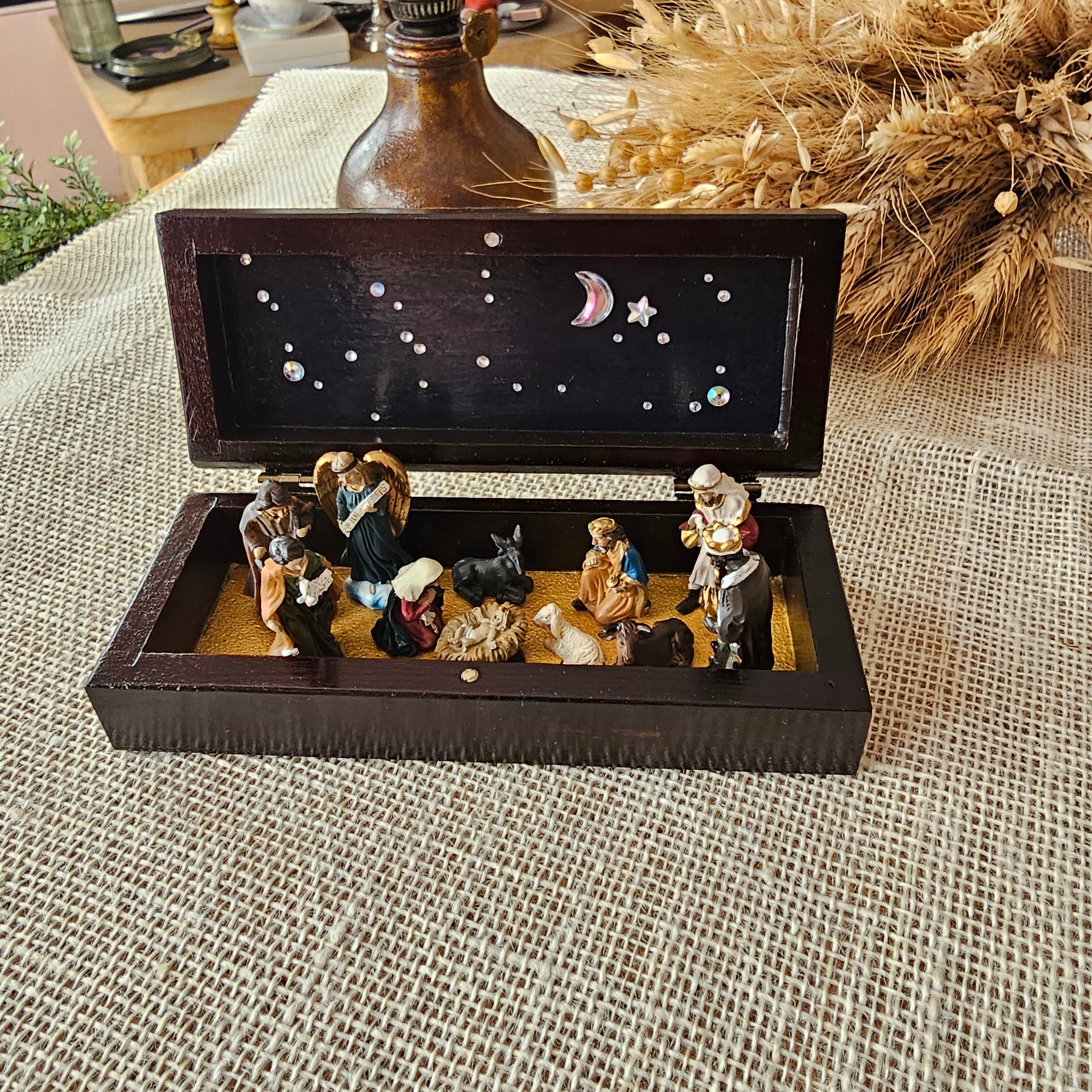Mini Nativity Set in the Wood Box, Vintage Nativity Set reproduction ...