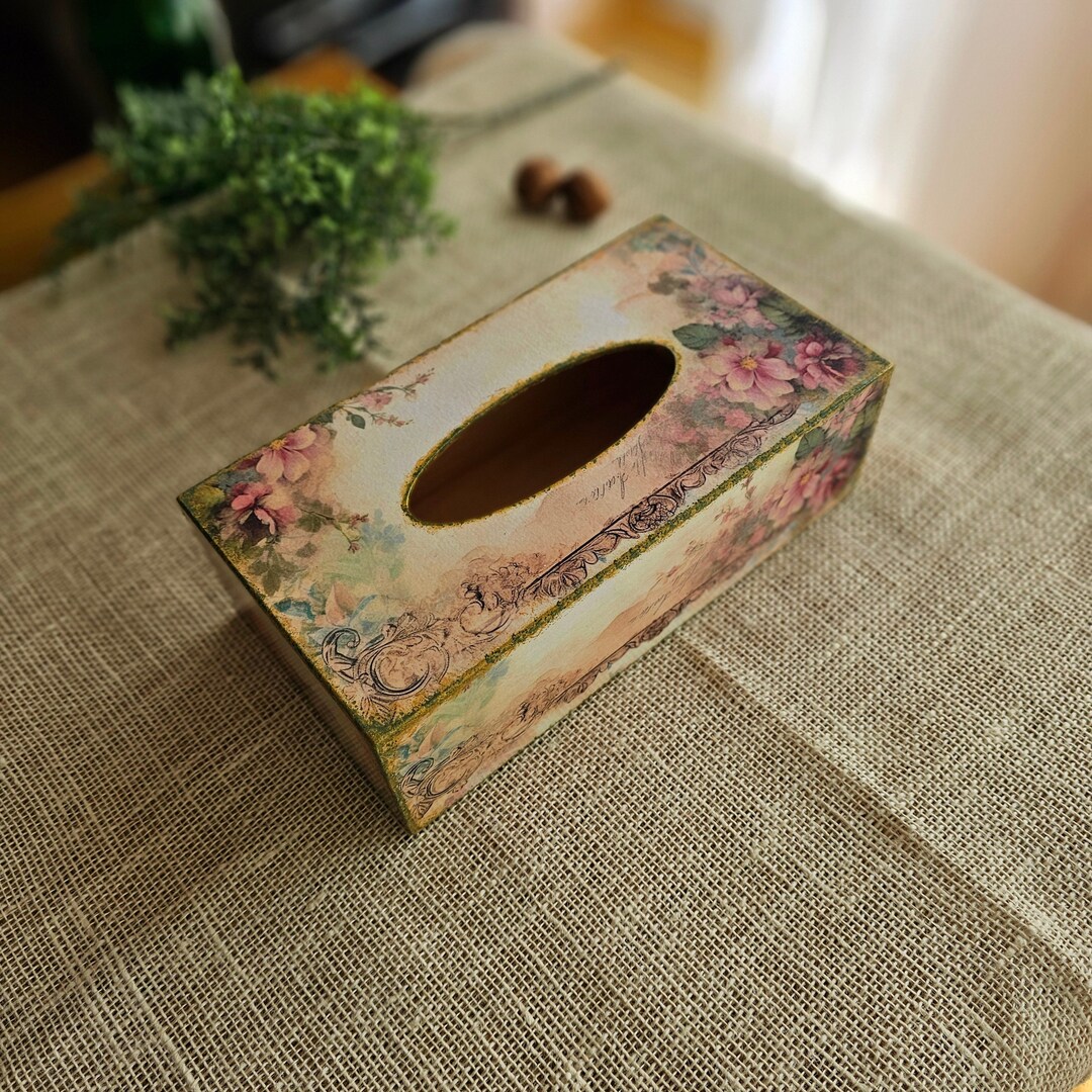 Vintage Style Wooden Tissue Box Cover, Napkin Holder, Unique Tissue ...