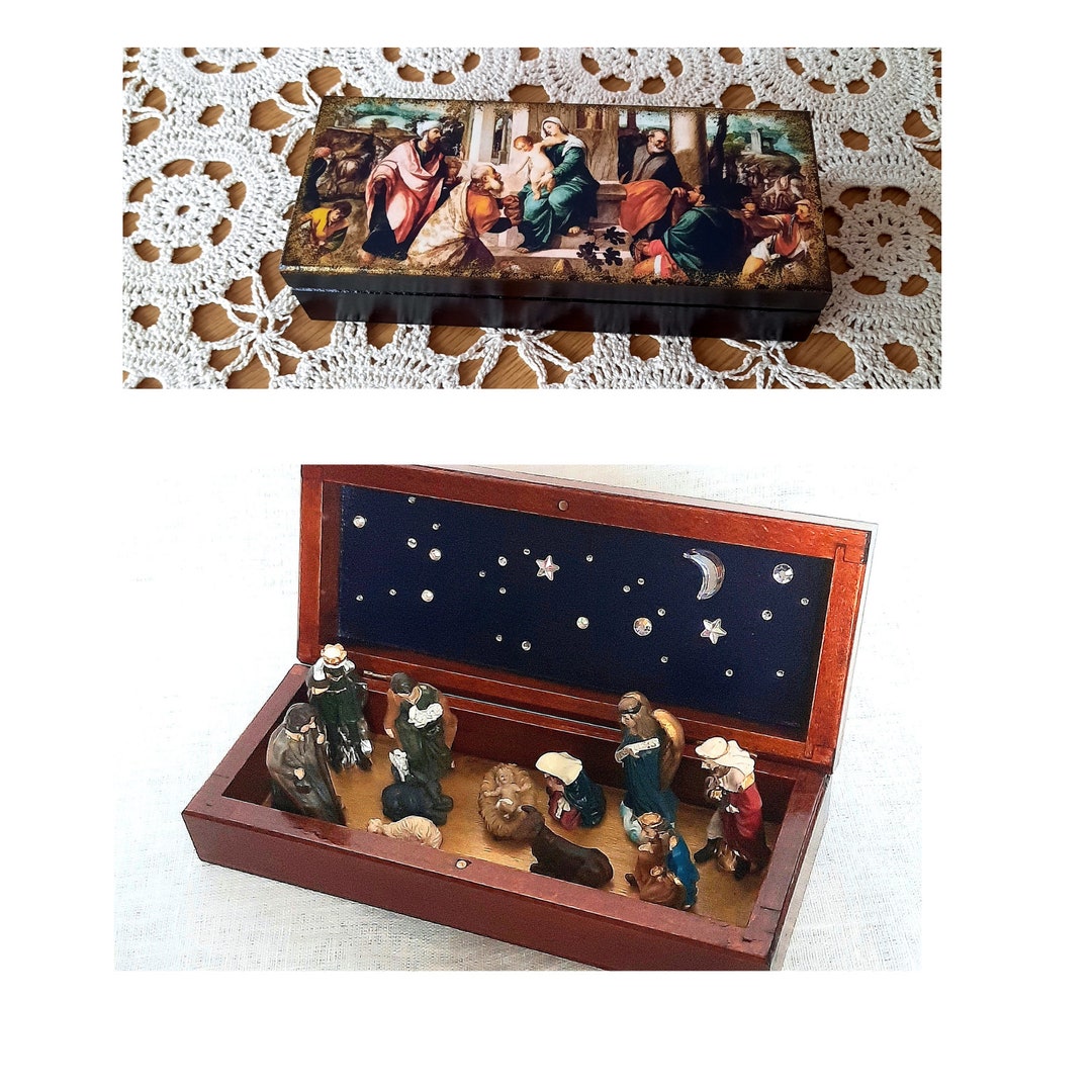 Miniature Nativity Set in the Wooden Box Nativity Scene - Etsy UK