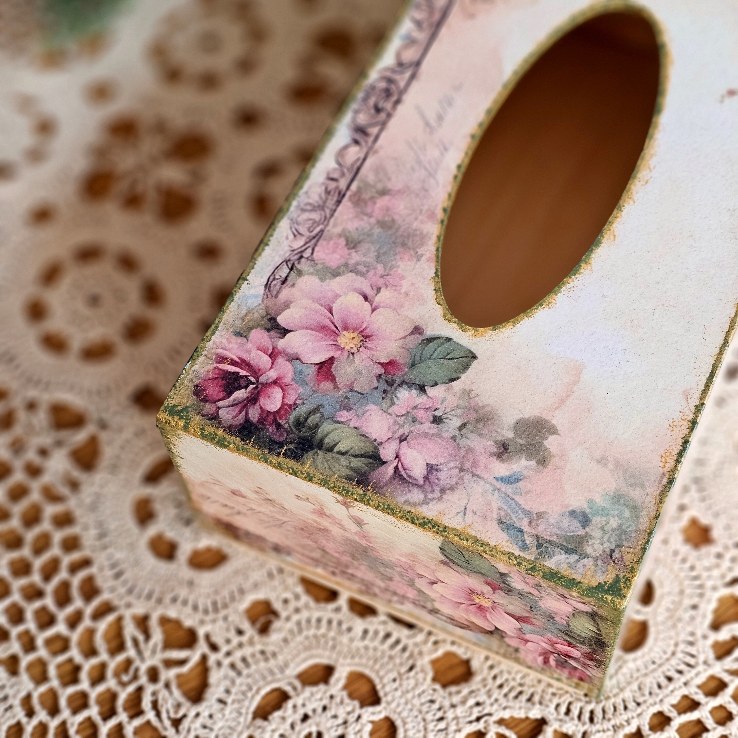Custom Wooden Tissue Box Cover in Vintage Style, Tissue Box Holder ...