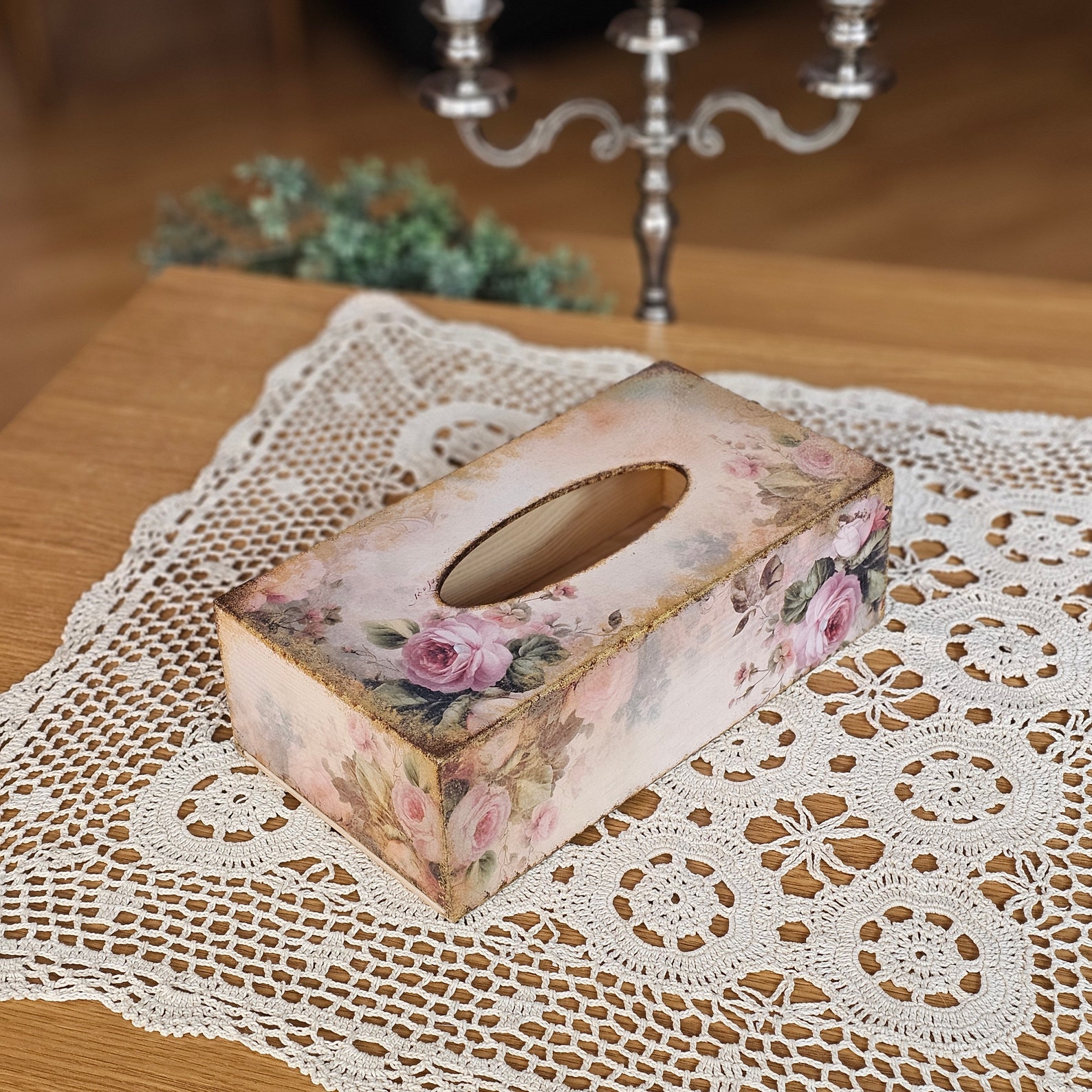 Custom Wooden Tissue Box Cover in Vintage Style, Tissue Box Holder ...
