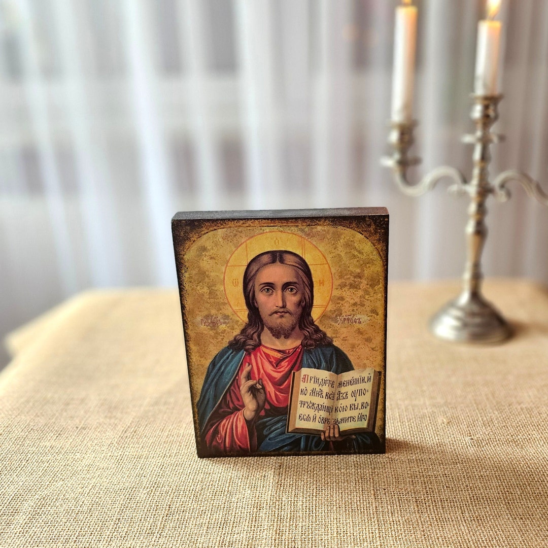 Handmade Wooden Icon of Jesus Christ, Antique Orthodox Icon Replication ...