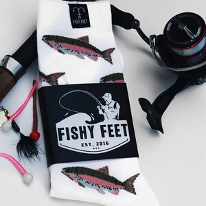 Fish Socks, Trout Socks, Fishing Socks, Fisherman, Fishing Gift, Men's ...