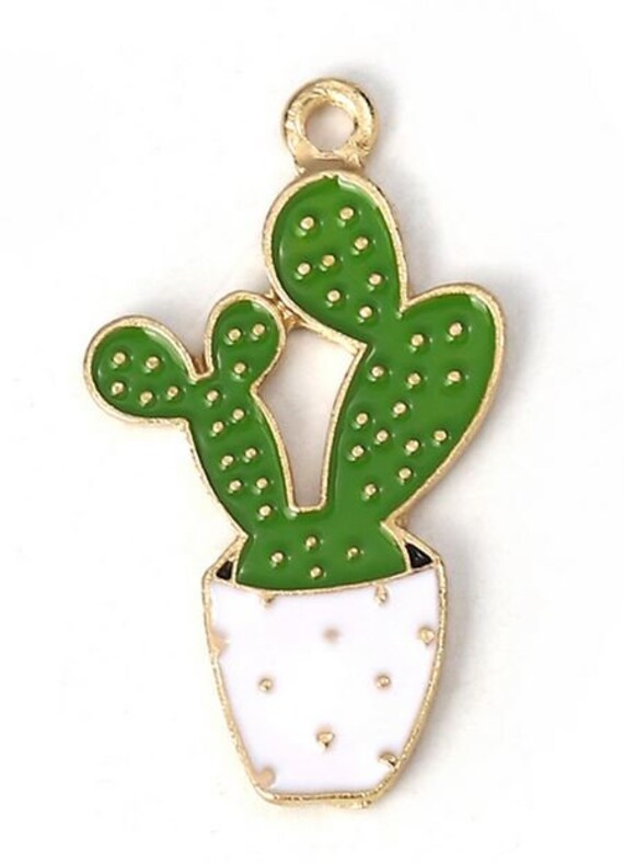 Cactus Charms Set of 5 35mm x 20mm Jewelry Supply | Etsy
